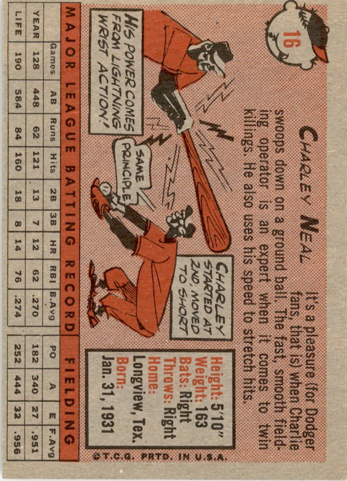 1958 Topps 16 Charlie Neal EX #D338889 | eBay