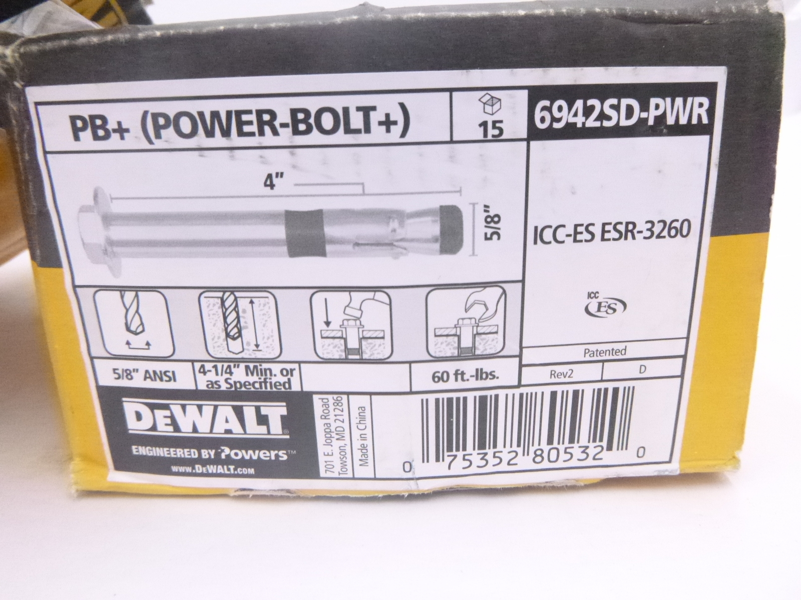 DEWALT Power Bolt 5/8in X 4 in for sale online | eBay