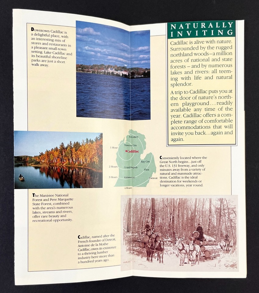 1990s Cadillac Michigan Vintage Travel Brochure Tourist Map Outdoor ...