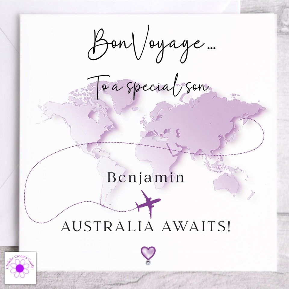 Personalised Bon Voyage Card, Emigrating Moving Abroad Card ...