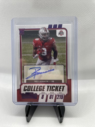 2021 Contenders Draft Picks Game Ticket Purple Trey Sermon Rookie Auto ...