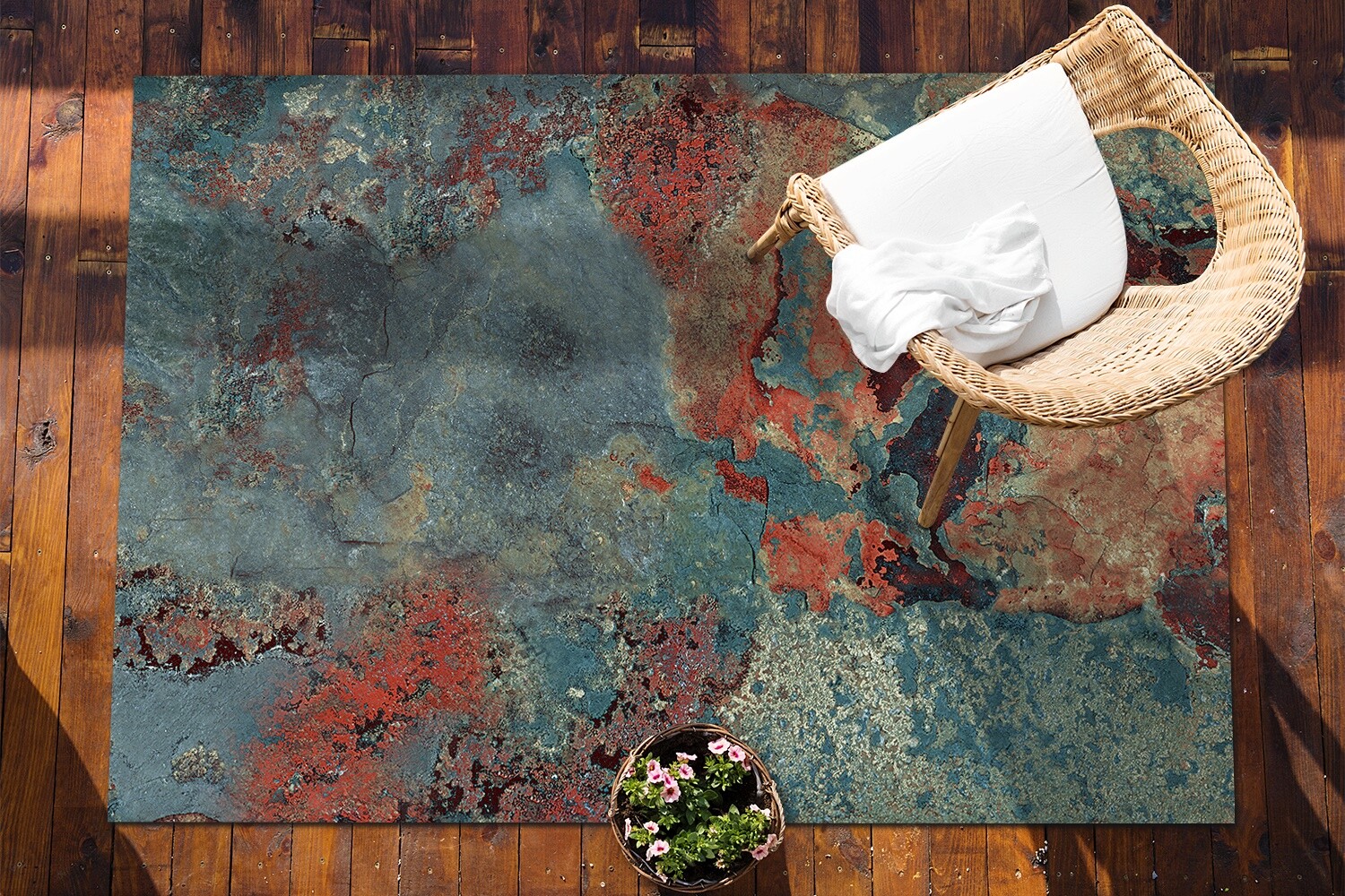 Outdoor Vinyl PVC Rug Mat Carpet For Balcony Patio Terrace Corroded ...