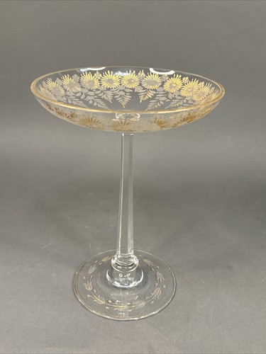 Antique Moser Glass Gilt Intaglio Cut Bohemian Compote Tazza | eBay