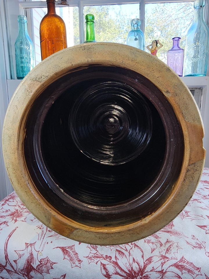 Antique Primitive Salt Glazed Stoneware "NEW ENGLAND POPPY " Crock | eBay