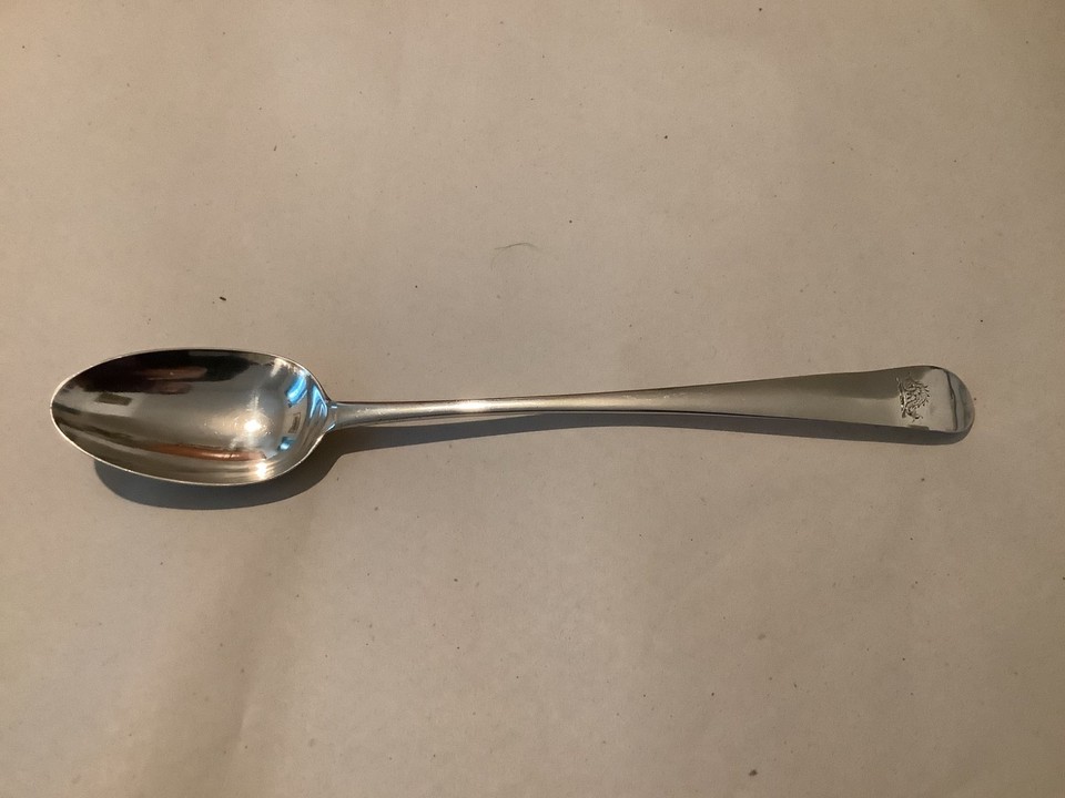 ANTIQUE HALLMARKED SILVER BASTING SPOON DUBLIN c1763 DAVID PETER 11 1/2 ...