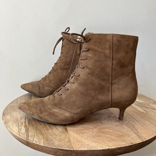 J. Crew | Fiona Suede Kitten Heel Lace Up Ankle Booties | eBay