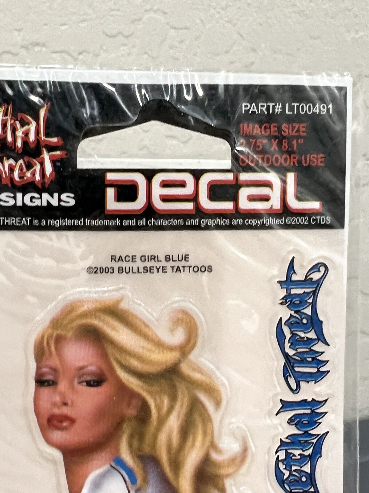 NEW LETHAL THREAT Race Girl Blue Babe Pin-Up Decal Sticker 3"x10” LT00491 | eBay