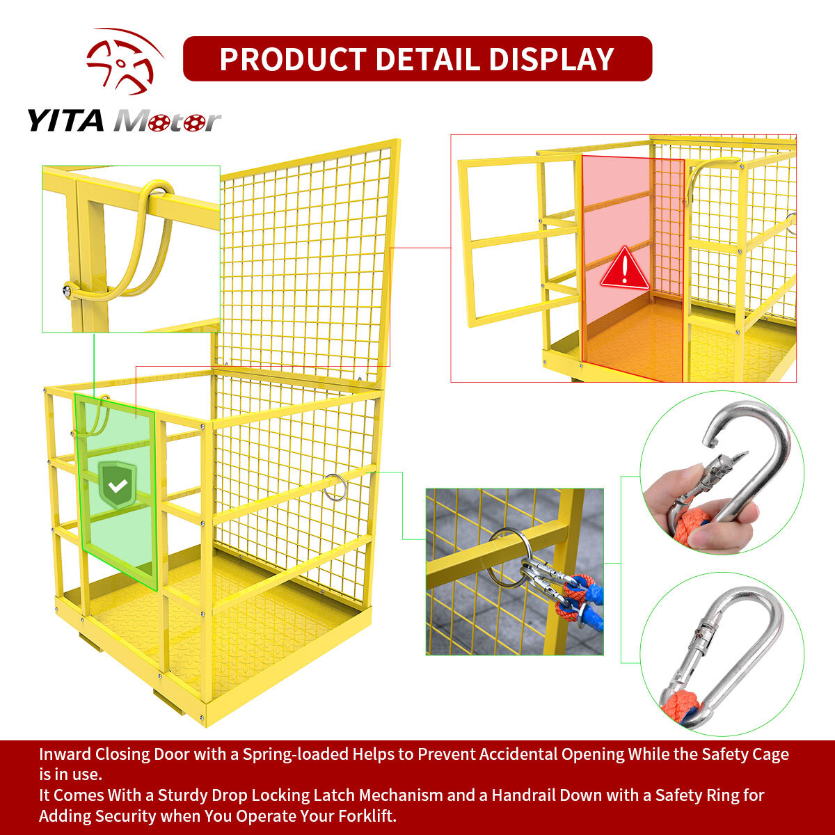 45"x43" 1300lbs Forklift Cage Work Platform Safety Cage Steel for ...