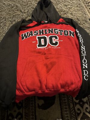DC Hoodie Unisex S Red Black Washington DC Sweatshirt Appliqued ...