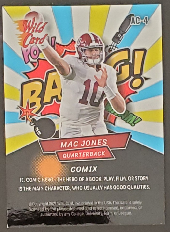 Mac Jones 2021 Wild Card Alumination Comix Rookie #AC-4 RC New England ...