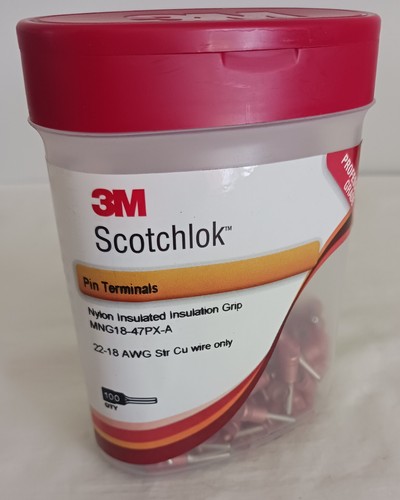 3M Scotchlok Pin Terminals MNG18-47PX-A. Insulated. 22-18 AWG NEW. Free ...