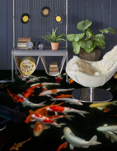 3D Beautiful Goldfish G5172 Floor WallPaper Murals Wall Print Decal AJ ...