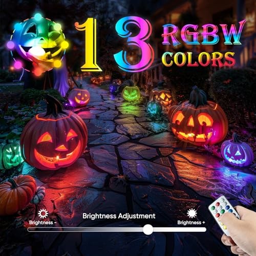 Halloween Bright LED Pumpkin Lights with Remote Control and Color ...