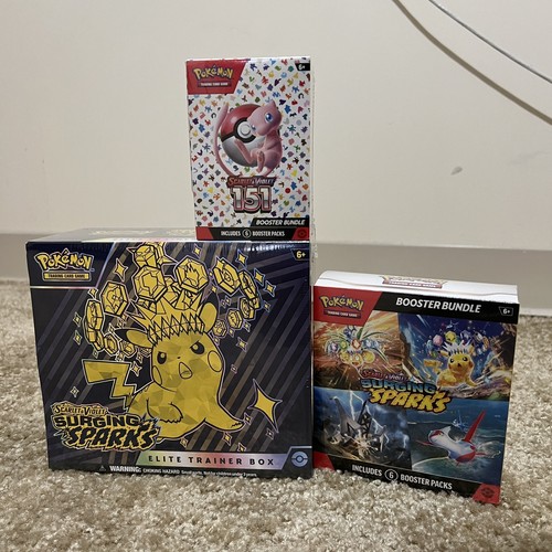 LOT Pokemon - Surging Sparks Elite ETB + SSP Booster Bundle + 151 ...