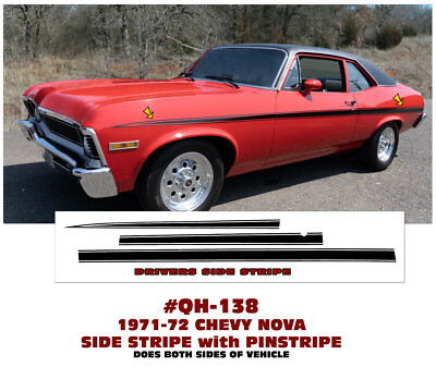 QH-138 1971 1972 CHEVY NOVA - SIDE STRIPE - DECAL KIT - NO RALLY NAME ...