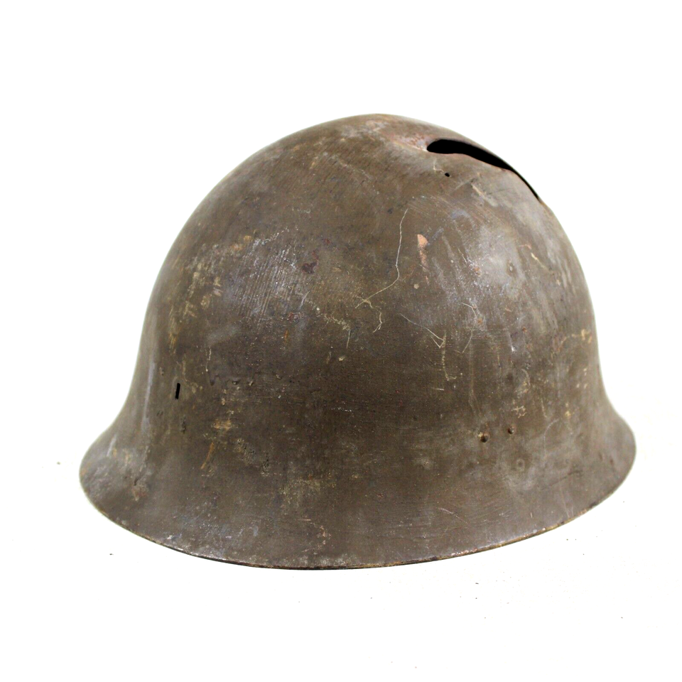 ORIGINAL JAPANESE WWII HELMET BATTLE DAMAGE VETERAN BRING BACK SHRAPNEL ...