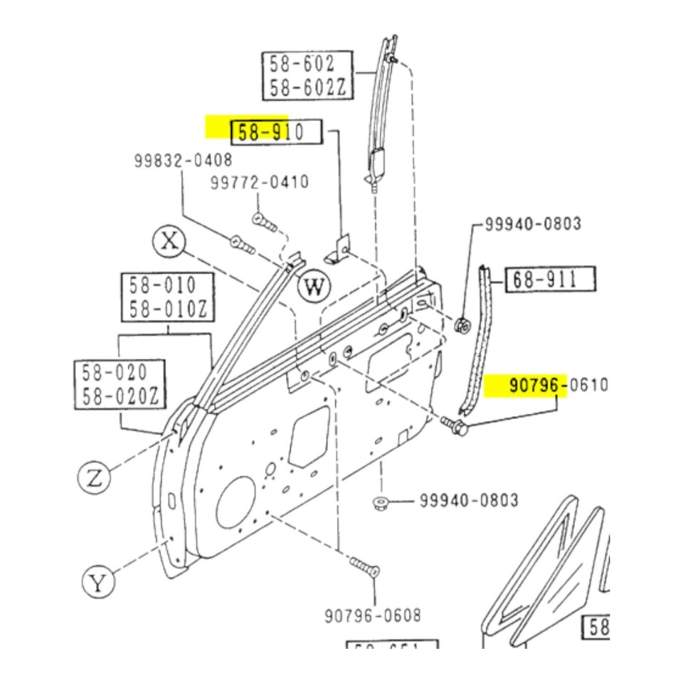 90-97 Mazda Miata MX5 OEM Door Window Glass Stopper Bushing Full Set ...