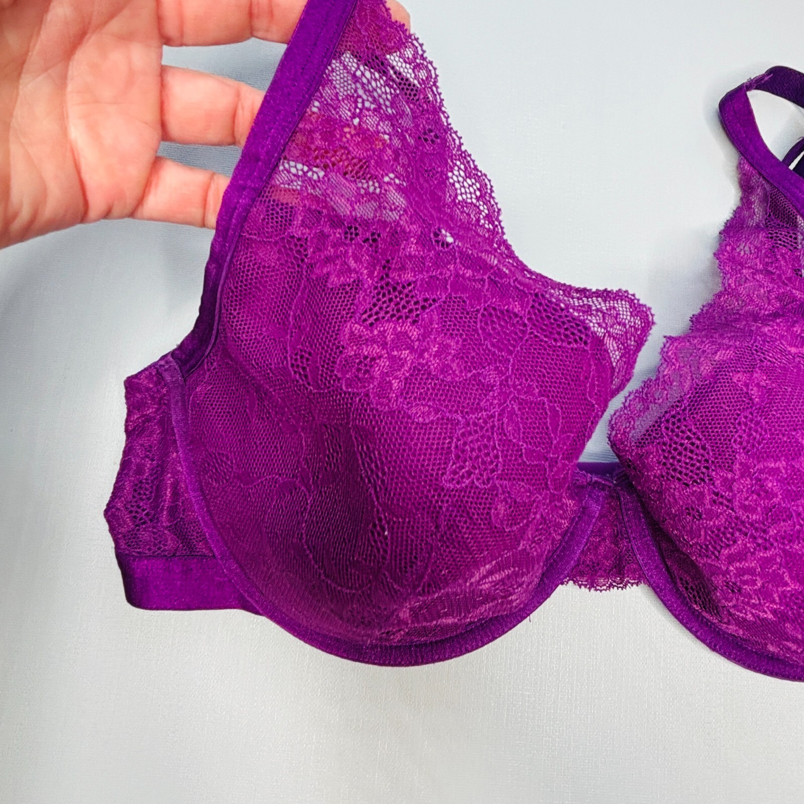Soma Lightest Lift Lace Plunge Bra 38D Purple Lightly… - Gem