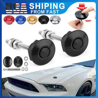 2X Push Button Quick Release Hood Bonnet Pins Lock Clip Car Bumper ...