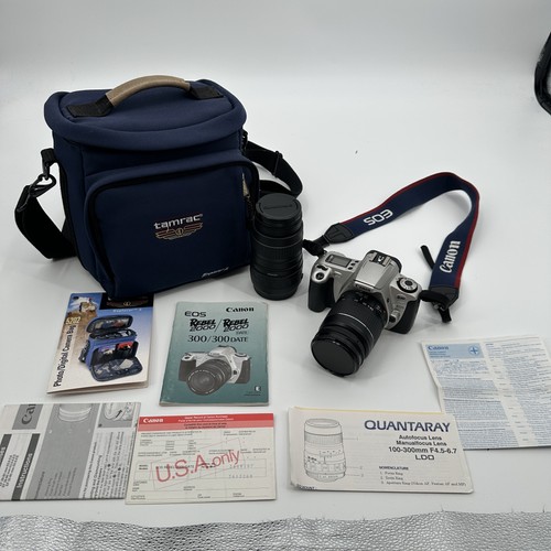 Vintage Canon EOS Rebel 2000 35mm Film Camera Kit Quantaray Lenses Bag ...