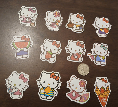 Lot of 12 Hello Kitty with Food Stickers Strawberry Popsicle Watermelon ...