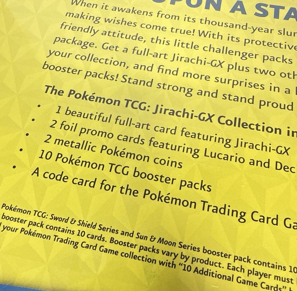 Pokemon Jirachi GX Collection Box TCG Trading Card Game 10 Packs NEW ...