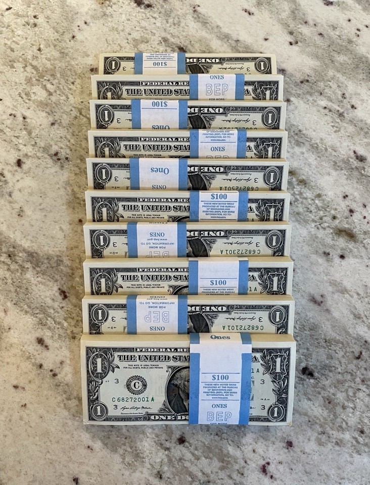 100 UNCIRCULATED SEQUENTIAL ($1) DOLLAR BILLS - BEP Strap 2021 | eBay