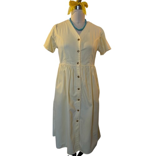 Vintage Butter Yellow 1980s FADS Yellow Cotton Button Front Day Dress ...