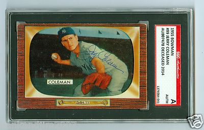 Jerry Coleman Autographed 1955 Bowman Card #99 Yankees NM SGC Authentic ...