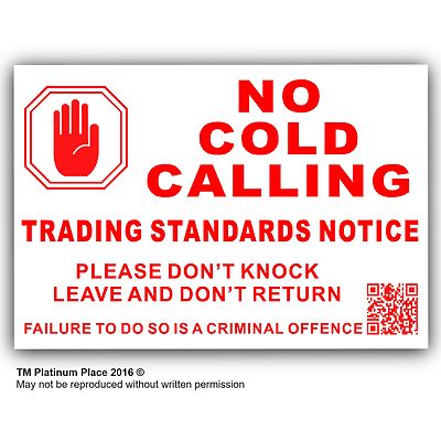 No Cold Calling Sign Salesman Callers Door Warning House Stickers ...