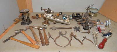 Jewelers tool lot Boley Lathe silversmith hammer vise & anvil pliers ...
