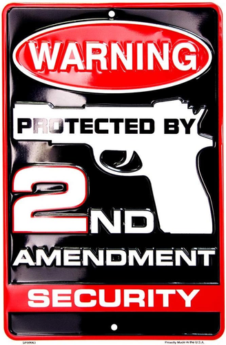 Hangtme Warning Protected by 2nd Amendment Security 8 X 12 Metal Sign ...