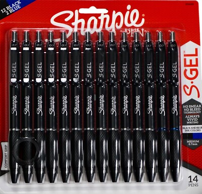 Sharpie S Gel Pens Medium 0.7mm Rubber Grip, Black Blue, 14 Count | eBay