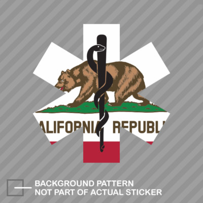 California State Shaped EMT Flag Sticker Decal Vinyl EMS Paramedic CA ...
