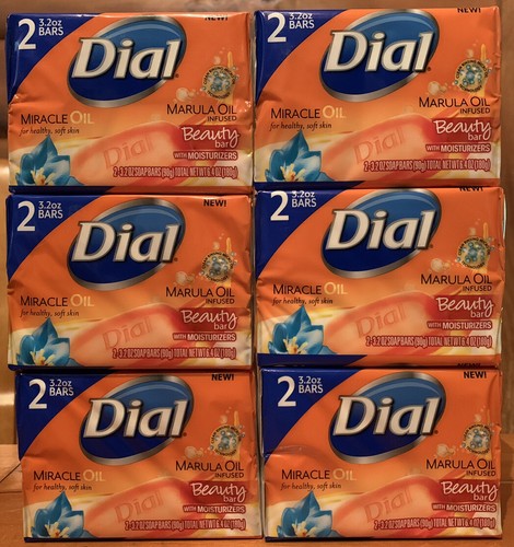 Lot 6 Dial Miracle Marula Oil Glycerin Beauty Bar Soap 3.2 oz/2 pk 12 ...