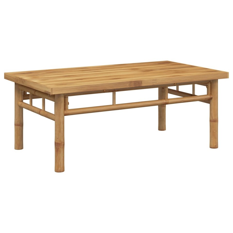 Coffee Table Natural Bamboo 90x50x35 cm Slatted Top Outdoor Indoor ...