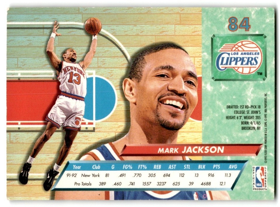 1992-93 Ultra Mark Jackson Los Angeles Clippers #84 | eBay