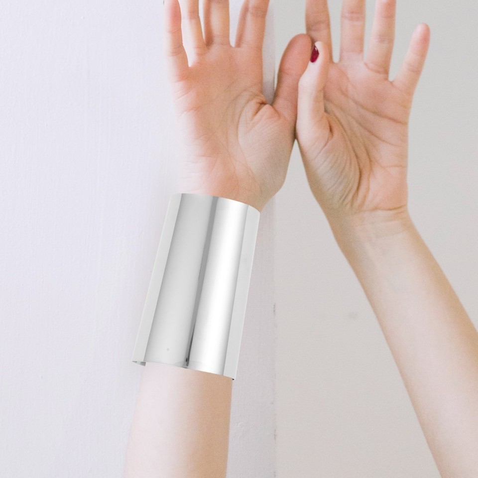 2pcs Wide Arm Cuff - Ladies Silver Chunky Cuff Bangle Bracelets - Wide ...