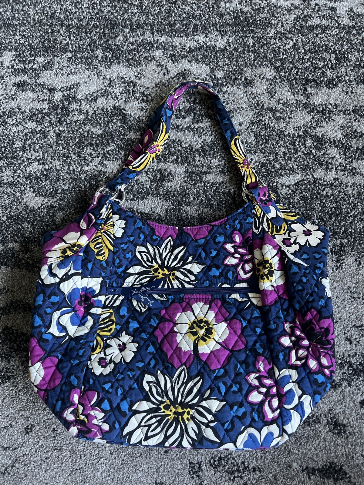 VERA BRADLEY Crescent Handbag African Violet Purse Tote/Shoulder Bag ...