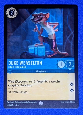 DUKE WEASELTON Small-Time Crook NM-MINT 146/204 Disney Lorcana TCG non ...
