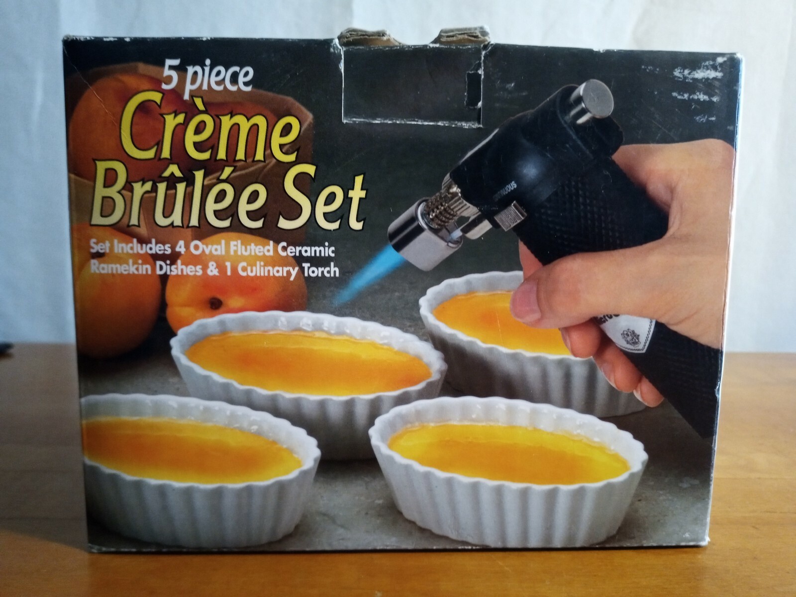 5 Piece Creme Brulee Set With Culinary Torch and 4 Oval Ramekins for ...