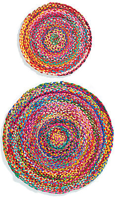 Round Chindi Braided Cotton Multi Colour Shabby Rag Rug Fair Trade Free ...
