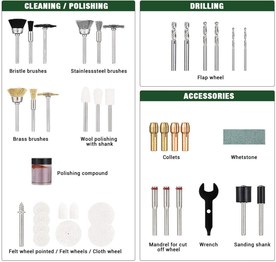 POPOMAN Rotary Tool Accessories Kit, 313pcs Grinding Polishing Drilling ...