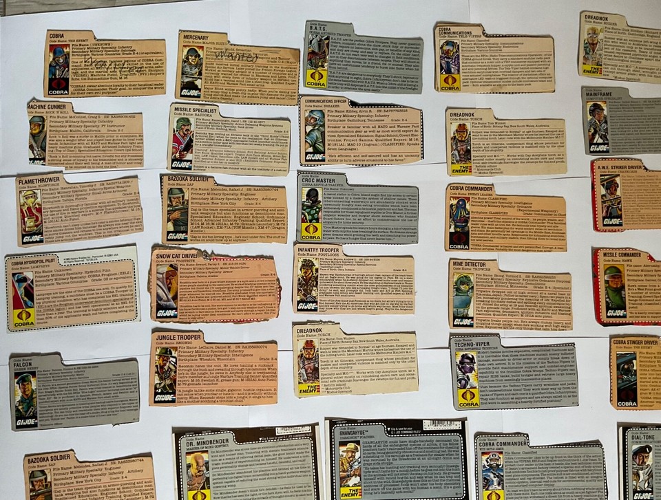 Huge Lot of 54 Original G.I. Joe File Cards, 1980s | eBay