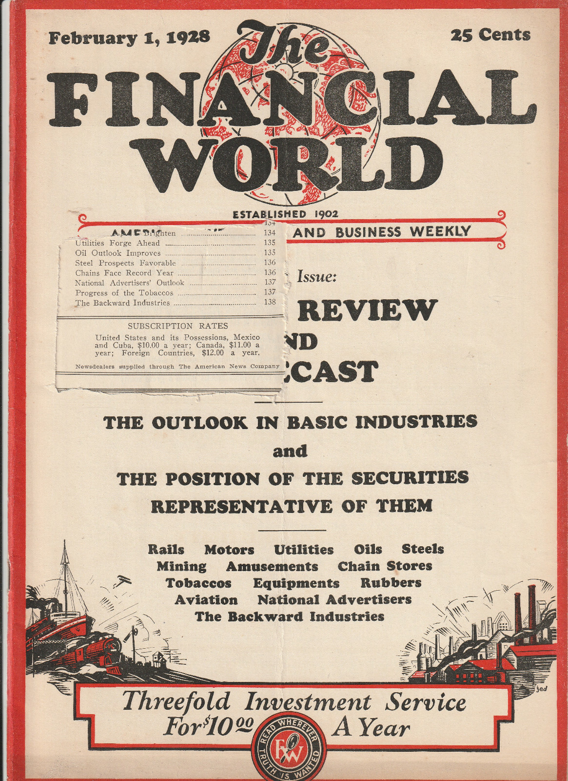 FINANCIAL WORLD MAGAZINES. 52 ISUSSES. FROM 1928 -1929 AS A LOT. RARE ...