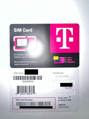 T-MOBILE Triple SIM Card R15 "3 in 1" NANO • 4G 5G LTE • NEW • USE BY ...