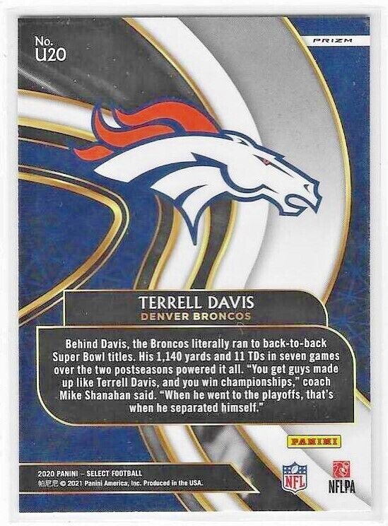 2020 PANINI SELECT TERRELL DAVIS UNBREAKABLE SILVER PRIZM DENVER ...