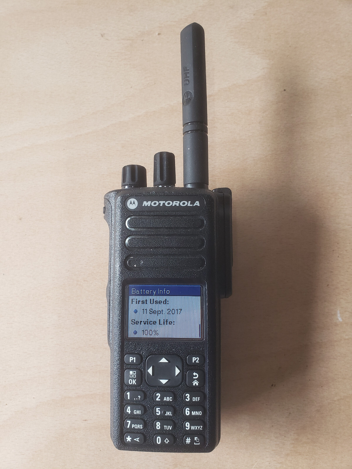 Motorola DP4800 handheld radio, UHF, with Impress battery and solo ...