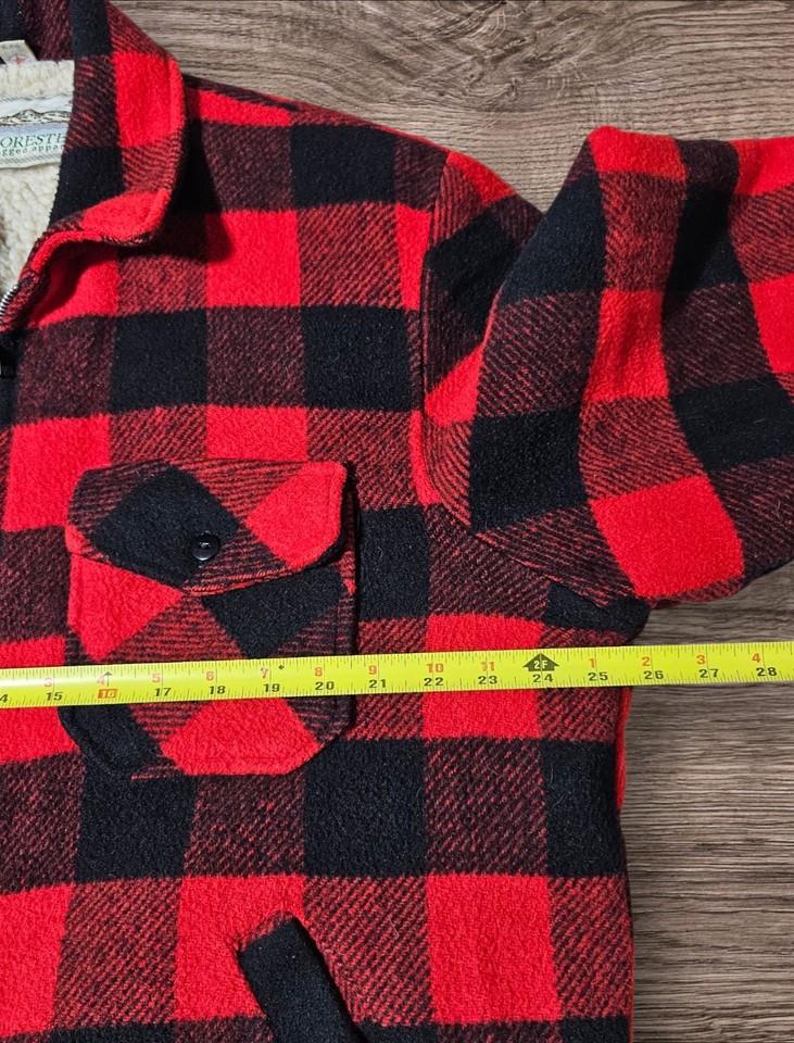 VTG/70s Forester Rugged Wool Blend Sherpa-Lined Buffalo Red Mackinaw ...