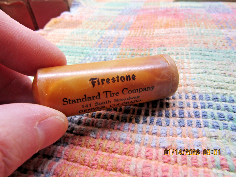 VINTAGE ADV FIRESTONE STANDARD TIRE CO. BAKELITE SEWING KIT TUBE !! | eBay